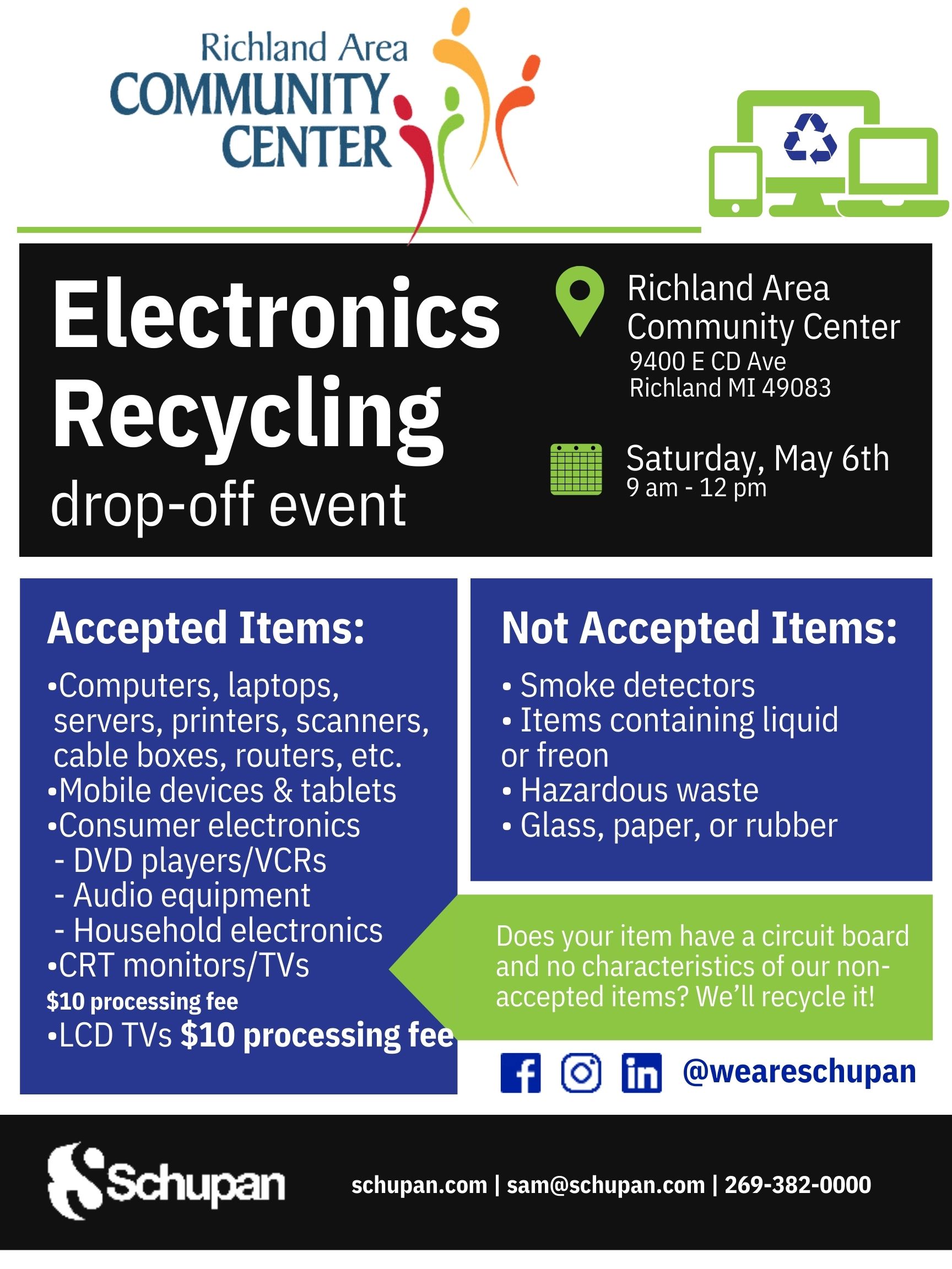 Electronics recycling drop-off event – Richland Area Community Center